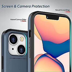 ZUSLAB Wallet Case Compatible with Apple iPhone 13 2021 Phone Case with Card Holder Shockproof Anti Scratch Cover with Tempered Glass Screen Protectors[x2Pack] Dark Blue