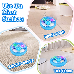 Kroyedfuw Hover Soccer Ball Set with 2 Goals, Rechargeable Indoor Air Floating Soccer Ball with LED Light and Foam Bumper, Perfect Birthday Xmas Gifts for Age 3 4 5 6 7 8-12 Year Old Kids Boys Girls