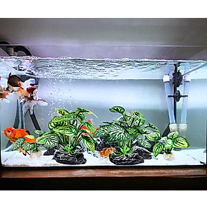 Vtapliea 4PCS Aquarium Plants Betta Fish Tank Decorations Small Size Soft Faux Silk Aquarium for Hiding Fish Reptil