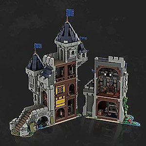 Street View Series MOC-101775 Medieval Castle MOC European Medieval Black Falcon Knight's Castle Assembled Building Blocks Educational Toy Set Compatible with L-e-g-o（3284PCS）