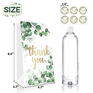 Levfla 24Pack Eucalyptus Greenery Spring Thank You Candy Bags with Stickers Sage Green Goodie Bags Neutral Baby Shower Bridal Shower Gift Paper Sack B-day Party Favor Ideas Decoration
