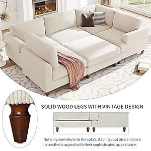 Eafurn Oversized Modular Sectional Sofa with Ottomans,6 Seater Corduroy Upholstery L Shaped Reversible Corner Couch,98" Symmetrical Convertible Sleeper Sofa & Couch Free Combination