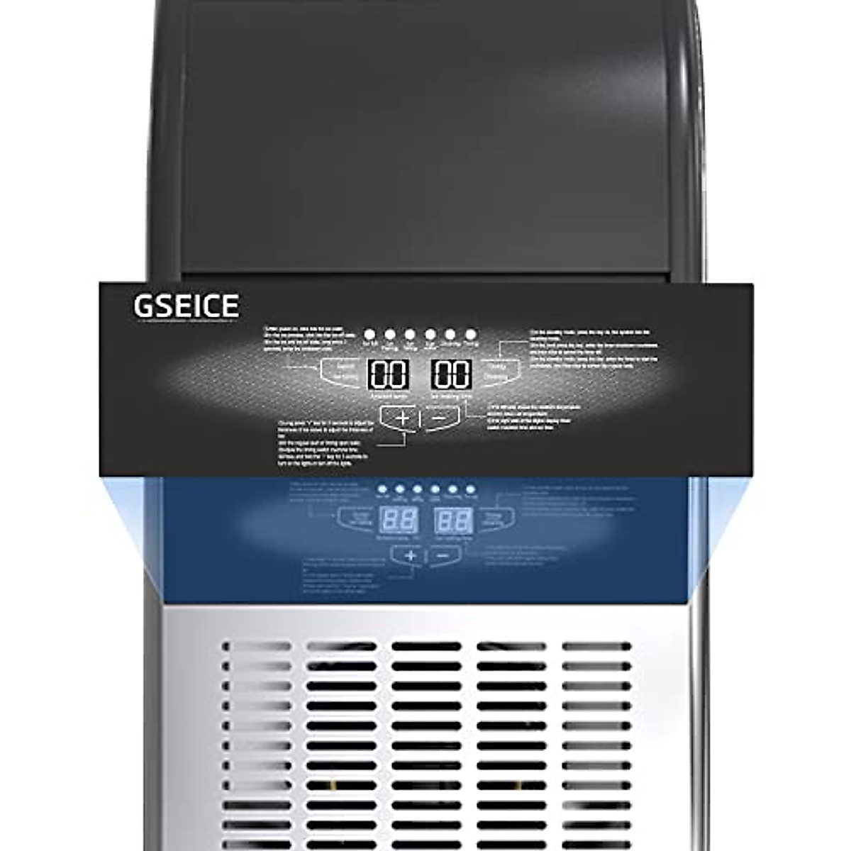 GSEICE Commercial Ice Maker Machine: 100lbs/24H Under Counter Ice Machine with 34lbs Storage Ice Bin, Stainless Steel Small Ice Maker Ideal for Home Coffee Shop Bars & Restaurant