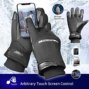 KINGSBOM -40℉ Winter Waterproof Thermal Gloves - 3M Thinsulate Windproof Touch Screen Warm Gloves - for Driving,Cycling,Riding,Running,Outdoor Sports - for Women and Men - Black - (Small)