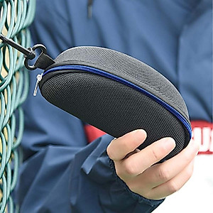 alladaga 3 Pack Zipper Shell Eyeglasses and Sunglasses Case with Plastic Carabiner Hook (Blue)