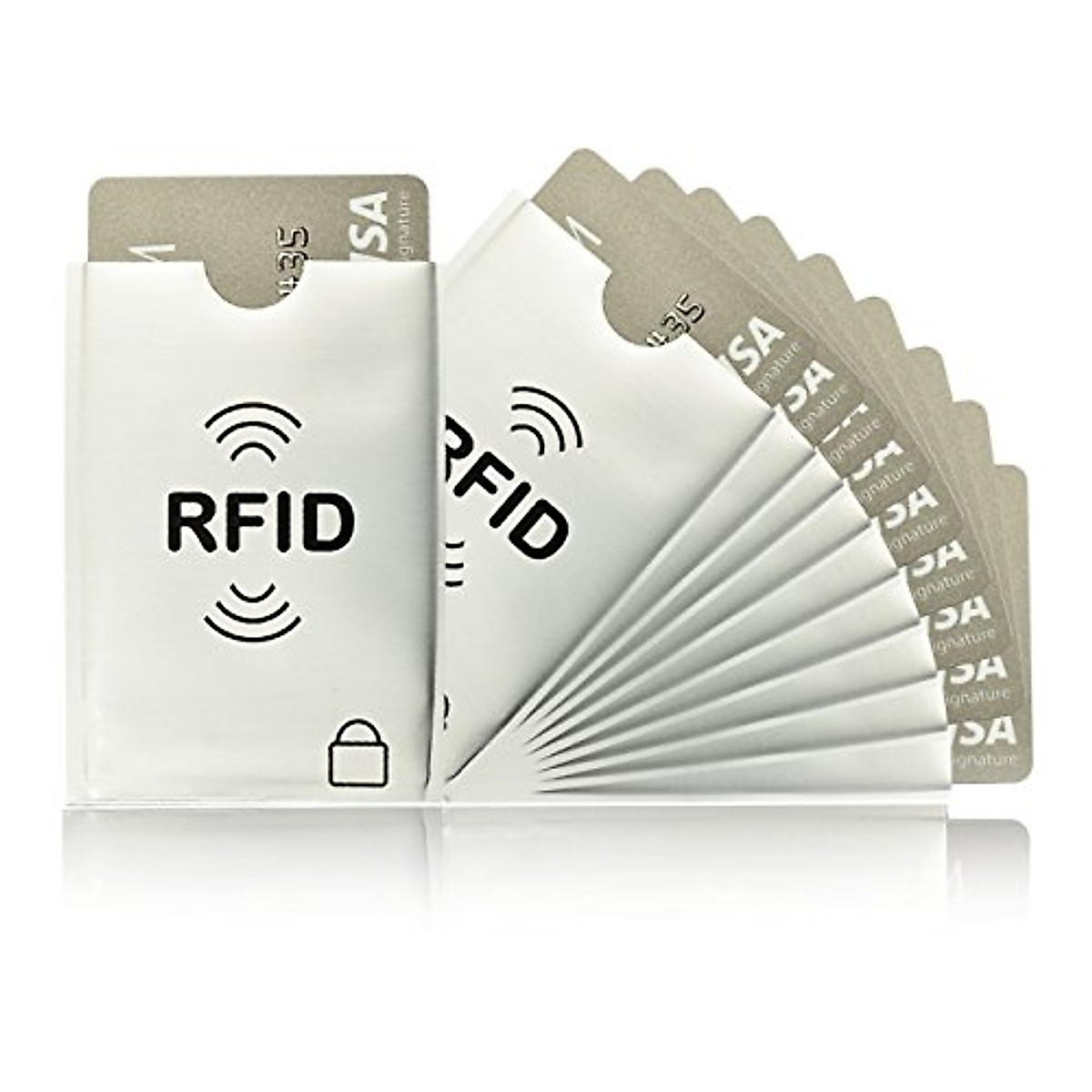 Bofit Anti-Theft RFID NFC Blocking ID Credit Card Passport Holder Secure Protector Sleeves Shields (10 Credit Card & 2 Passport Protectors) Durable TearProof WaterProof