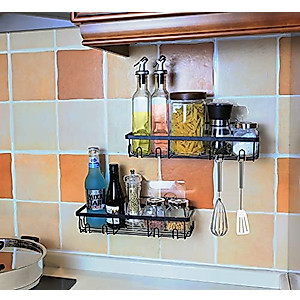 E-HAO Adhesive Shower Caddy Shelf Organizer (2 Pack) with 2 Soap Dishes & 1Towel Hook. 304 Stainless Steel shower Shelves Bathroom Basket Rack for Shower Kitchen Storage