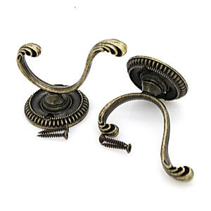 LXZ 4 PCs Antique Brass Wall Mounted Hooks - Wall Hooks - Hat Hangers Robe Hooks, Height 2.9-in (7.3 cm)
