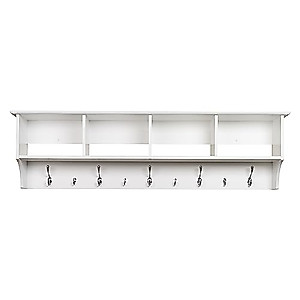 Prepac 60 inch Wide Hanging Entryway Shelf, White