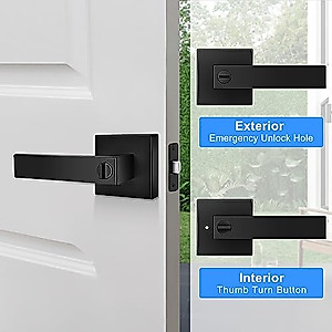 Onateel 6 Pack Modern Black Door Handles Privacy Door Levers Black Door Knobs Interior Heavy Duty Reversible Door Locks Keyless Square Interior Door Handle