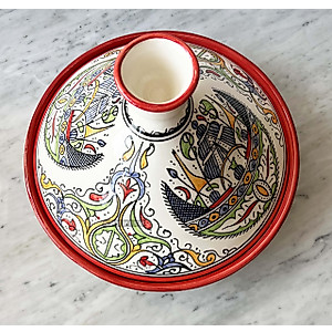 ARTKISH Large Ceramic Tajin Pot for Cooking and Serving Ideal Housewarming Gift - Artisan Moroccan Clay Tagine Pot Slow Cooker, Hand Painted Pottery Cookware. (30cm = 12 inch)