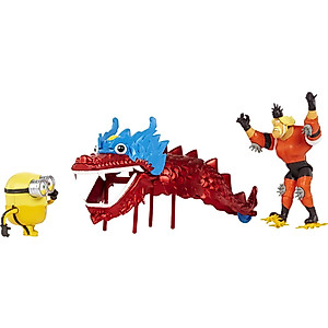 Mattel Minions Story Pack with 2 Action Figures & Accessories, Double Dragon Toy Set with Bob, Svengeance & Dragon with Working Head