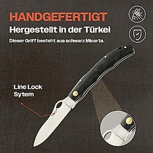 Kam Knife - Pocket Knife Stainless Steel 4034 with 3.14" Blade EDC Knife; Black Wood Handle Camping Knife; Small Hunting Knife Perfect for Outdoors and Hiking