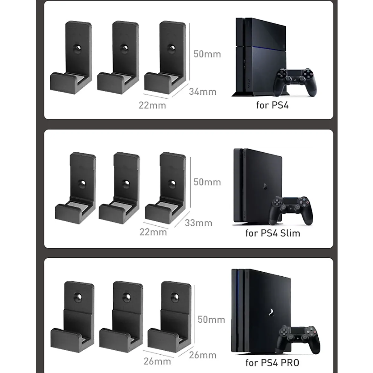 Wall Mount for PS4 Console Playstation 4 Near or Behind TV, Space Saving,Easy to Install PS4 Wall Mount
