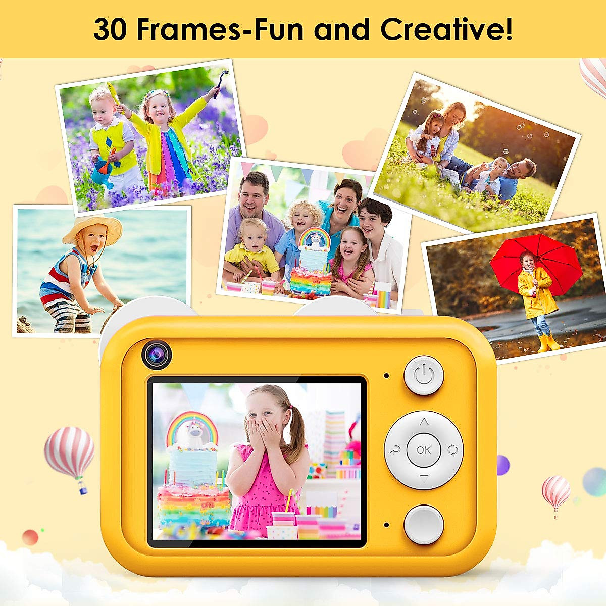 Fixget Kids Camera, Children 1080P HD Digital Dual Cameras with 32GB SD Card, Toddler Selfie Video Recorder Toy Birthday Gift for 4-12 Year Old Girls Boys