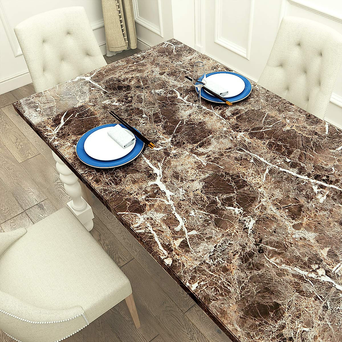 LACHEERY Large Size 36"x160" Light Emperador Marble Countertop Contact Paper Peel and Stick Brown Marble Wallpaper for Kitchen Bathroom Cabinets Marble Contact Paper for Table Desk Worktop Covers