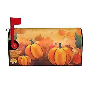 Ouqiuwa Fall Sunflowers Pumpkins Butterfly Maple Leaf Thanksgiving Welcome Magnetic Mailbox Cover, Mailbox Wrap Decorative for Garden Yard Home 21x18 in