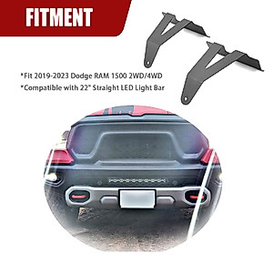 WSays 22" Front Hidden Lower Bumper Light Bar Mounting Brackets Compatible with Dodge RAM 1500 2WD/4WD 2019-2024