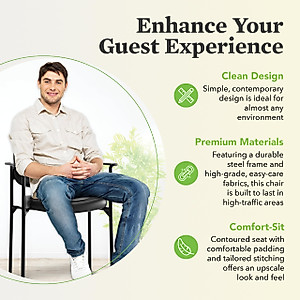 HON Scatter Office Guest Chair Stackable Waiting Room Chairs with Arms - Side Office Guest Chairs & Reception Chairs with Wheels - Lobby Chairs for Conference, Breakroom, Church, School, Black Fabric