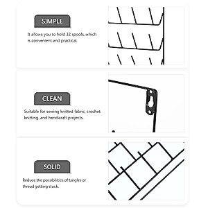 DIYEAH 32 Axis Frame Serger Room Thread Organizer Wall- Mounted Thread Holder Cone Thread Rack Metal Sewing Organizer Hair Braiding Accessories Thread Supplies Wire Rack Embroidered Iron