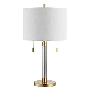 SAFAVIEH Lighting Collection Bixby Modern Contemporary Brass Metal Pull-Chain 27-inch Bedroom Living Room Home Office Desk Nightstand Table Lamp (LED Bulb Included)