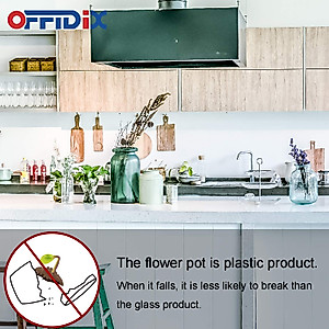 OFFIDIX Plastic Fake Green Plant, Faux House Plants Desk Plant Artificial Plants with White Square Vase for Farmhouse,Home,Garden,Office,Patio,Wedding and Indoor Outdoor Decoration 1pc