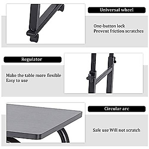 TOPINCN Overbed Table with Wheels and Storage Shelf, Height Adjustable Tiltable Table, Over The Bed Desk Laptop Cart Mobile Computer Desk (47.24inch Black)
