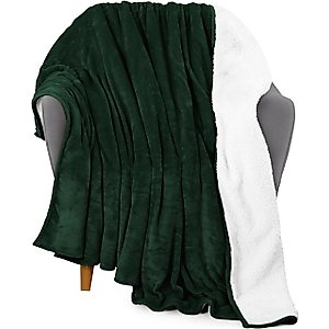 Utopia Bedding Sherpa Blanket Throw Size [Forest Green, 50x60 Inches] - 480GSM Thick Warm Plush Fleece Reversible Blanket for Bed, Sofa, Couch, Camping and Travel
