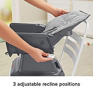 Fisher-Price Baby to Toddler High Chair SpaceSaver Simple Clean Portable Dining Seat & Booster with Washable Deep Tray & Liner, Pencil Strokes