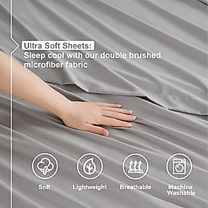 Nestl Full Size Sheet Sets - 4 Piece Full Size Sheets, Deep Pocket, Hotel Luxury, Extra Soft, Breathable and Cooling, Light Grey Bed Sheets for Full Size Mattress