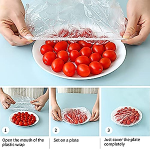 Homelove Fresh Keeping Bags, 200pcs Food Covers, Reusable Elastic Food Storage Covers, Plastic Sealing Elastic Stretch Adjustable Bowl Lids, Universal Kitchen Wrap Seal Bags for Cover Food