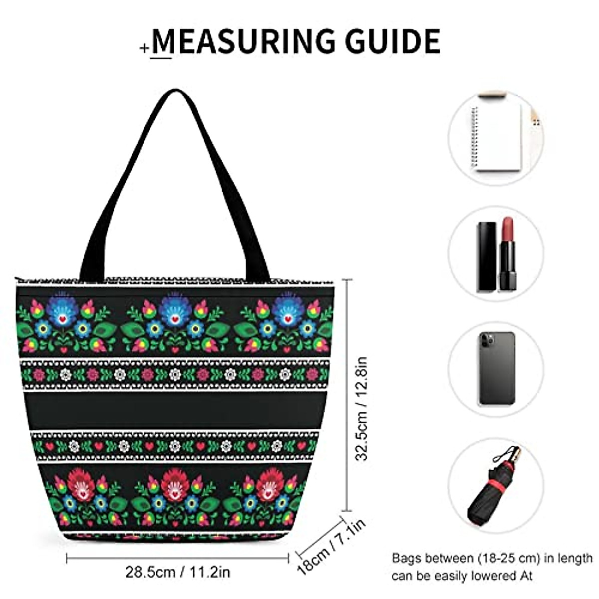 Polish Folk Art with Flowers Stylish Tote Bag Casual Ladies Shoulder Bags For Work School Travel Business Shopping