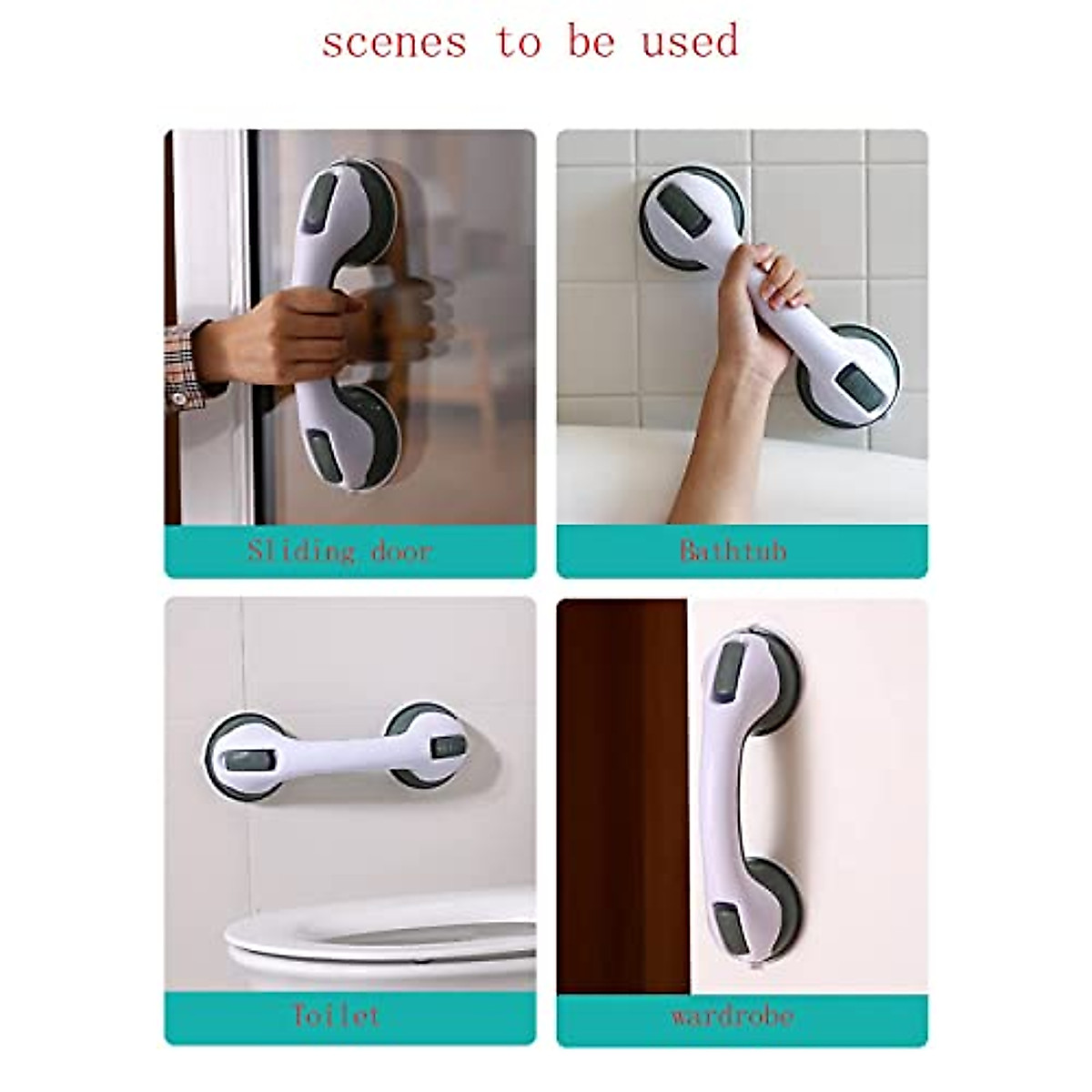 Aladding Shower Handle -12 inch Bathroom Rod, Handles Suction, Grab bar,Over-Blue Lock Safety Suction Cup, Elderly Handle, Auxiliary Supplies（2pcs）, hk-7