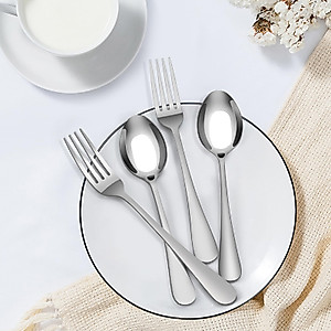 LAZAHOME 36-Piece Fork and Spoon Silverware Set, Food-Grade Stainless Steel Fork And Spoon Silverware for Camping, Kitchen, Restaurant, BBQ, Mirror Polished, Dishwasher Safe