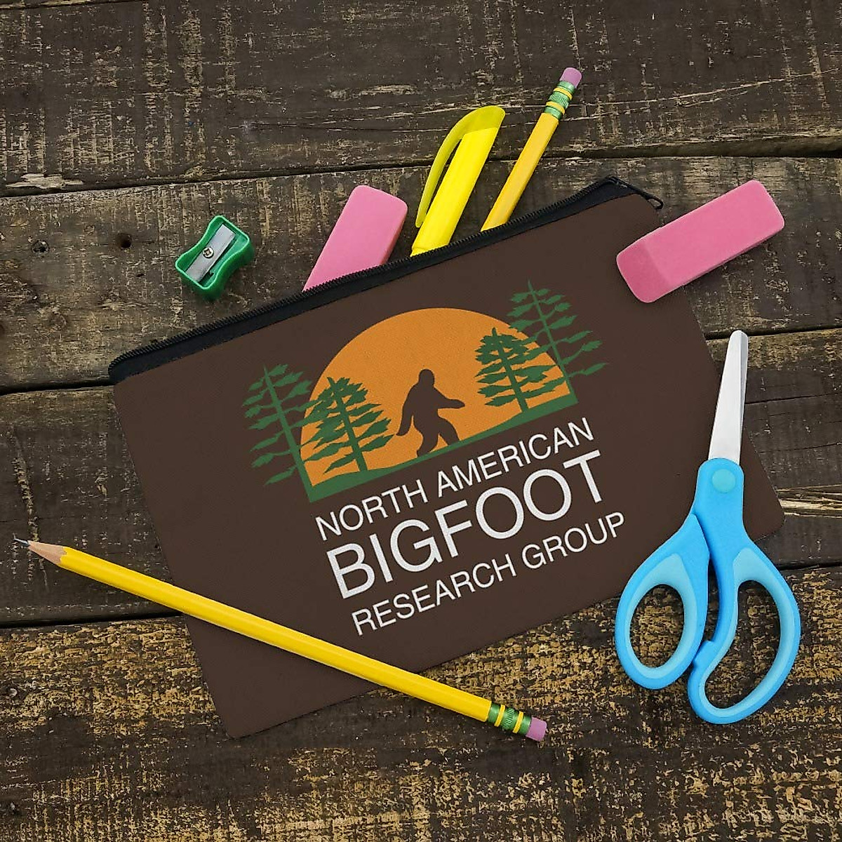 North American Bigfoot Research Group Pencil Pen Organizer Zipper Pouch Case