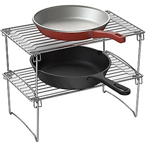 2 Pack - DecoBros Stackable Kitchen Cabinet Organizer, Chrome