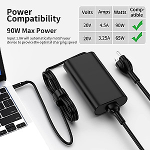 90W USB C Replacement for Dell XPS 13 9360 Type C Adapter Power Cord