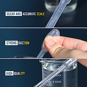 Teenitor 80PCS 3ML Pipette Dropper, Eye Dropper, Disposable Plastic Eye Droppers for Crafts, Droppers for Oils, Medicine Dropper Transfer Pipettes for Essential Oil Makeup Science