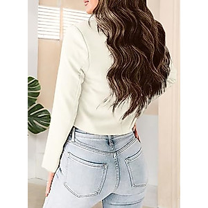 Dokotoo Womens Cropped Blazer Business Casual Outfits Jackets for Women Fashion Long Sleeve Open Front Blazer Jackets Cropped Jacket White M