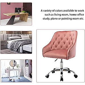 Recaceik Home Office Desk Chairs, Adjustable Swivel Ergonomic Office Chair, Soft Velvet Computer Desk Task Chairs for Home Office, Bedroom, Living Room, Study, Light Pink