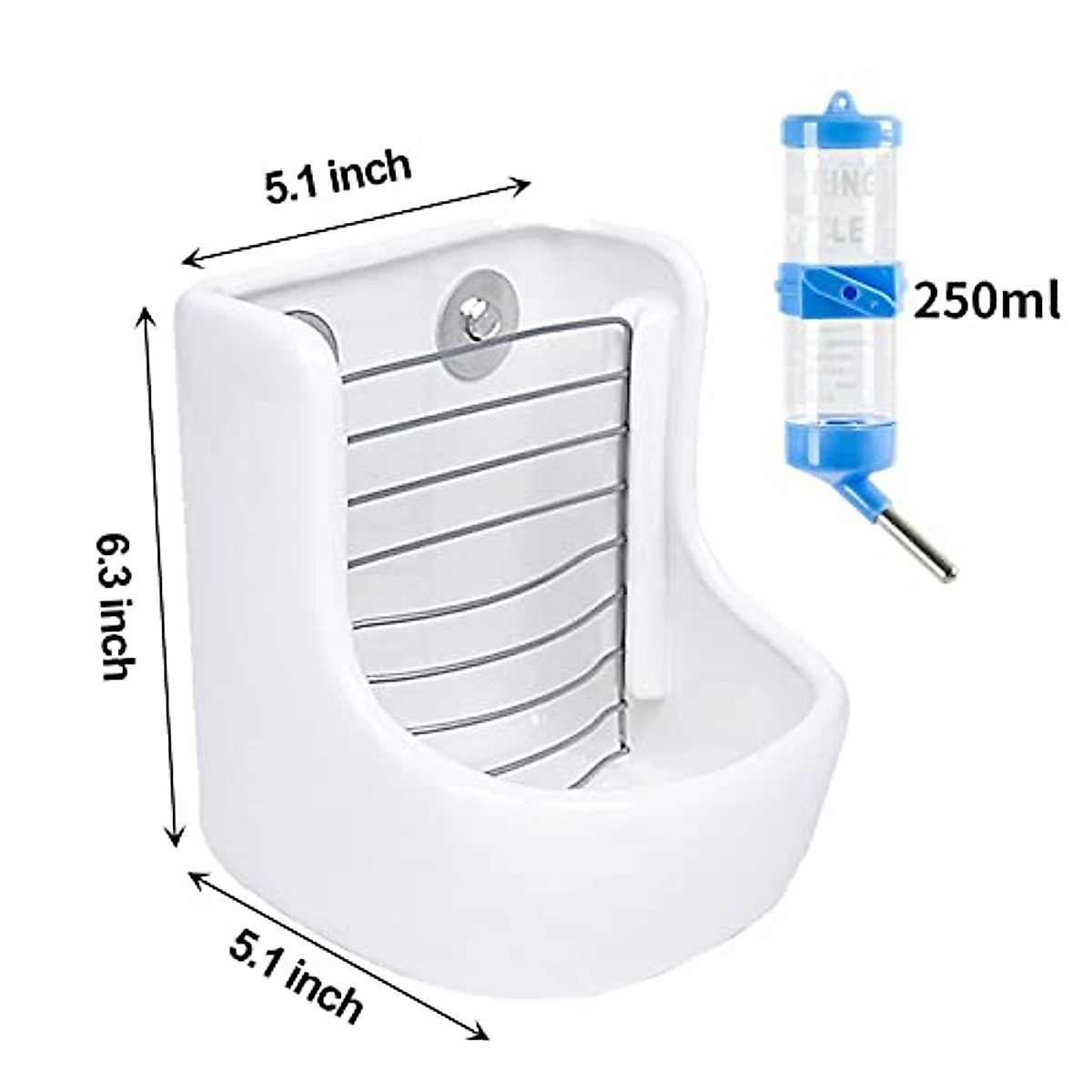 kathson Rabbit Hay Feeders Ceramic Food Bowl Rack Bunny Water Bottles Dispenser Small Animal Chew Twist for Rabbit Guinea Pig Chinchillas Hamsters