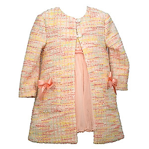 Bonnie Jean Girl's Easter Dress and Coat Set - for Baby, Infant, Toddler and Little Girls, Peach, 18 Months