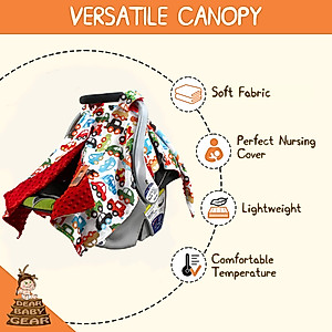 Dear Baby Gear Car Seat Canopy - Infant Car Seat Cover for Maximum Protection and Style - Soft and Breathable - Carseat Canopies for Boys and Girls - Color Fun Automotives/Red Dot, 40" x 30"
