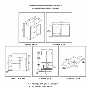All Wood Freestanding Bathroom Vanity with Topmount Sink (Classic Oak, 30" w/Ceramic Sink)