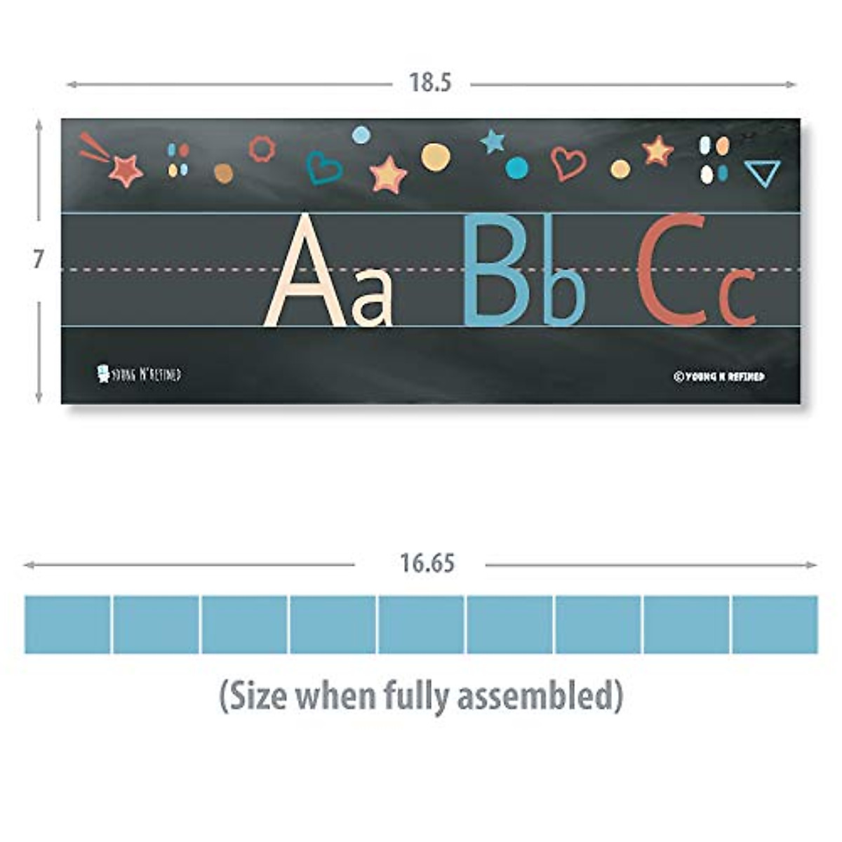 Alphabet and numbers classroom Wall Line for teaching ABCs Black Young N Refined (Glossy Paper)