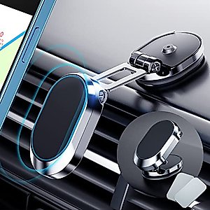 Magnetic Phone Holder for Car【Upgrade Foldable】Magnetic Phone Mount Multi-Functional 360°Rotation phone magnet for car Dashboard Phone Holder Magnetic Car Mount for iPhone, Samsung, LG All Smartphones