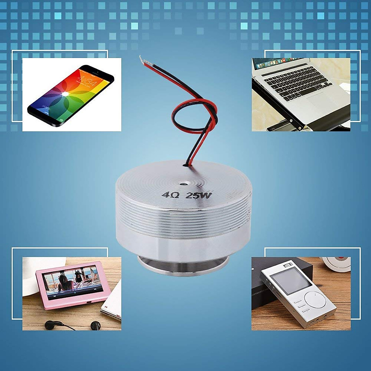 Resonance Speaker,1Pcs 50MM 2Inch All Frequency Resonance Speaker Vibration Strong Bass Louderspeaker for Equipment Sound Playback and Sound Expand (4Ω,25W) (1)