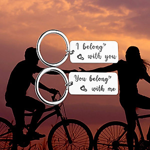 Anlive I Belong with You You Belong with Me Lover Keychain Couples Gift for Girlfriend Boyfriend (Lover Keychain Couples)