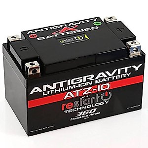 Antigravity ATZ-10-RS Lithium Ion Battery with BMS and Re-Start Technology - 360cca 2.3 Pounds 10Ah Lightweight Motorcycle Battery - Replaces YTZ10S - YTZ12 - YTZ14 - YTX9 - YTX7A-BS - YT12A-BS