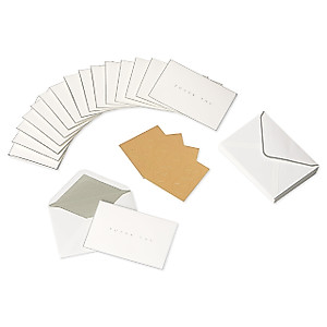 Papyrus Thank You Cards with Envelopes, Silver Border (16-Count)